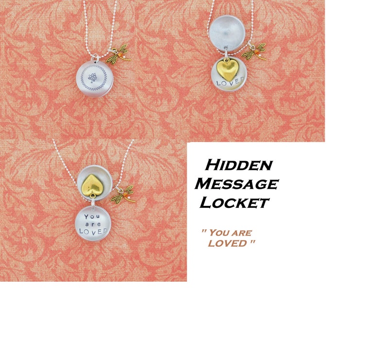 Hidden Message Locket You are Loved Necklace Dome Pendant | Etsy