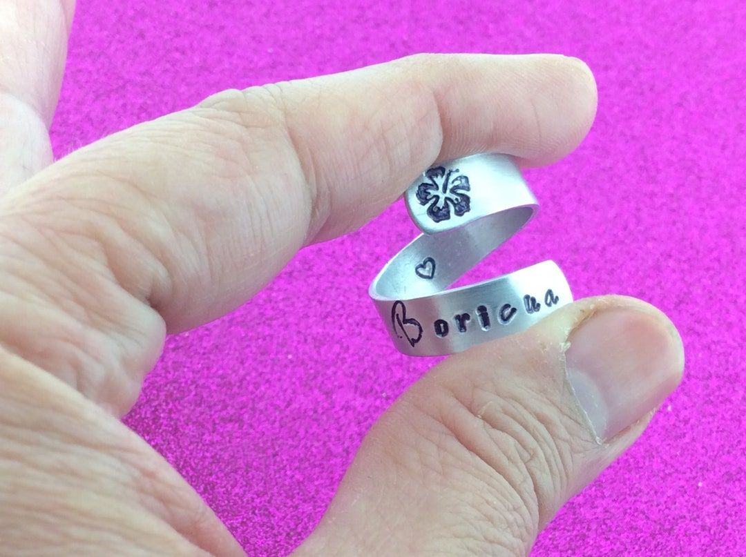 Boricua Wrap Ring Tropical Flower Amapola Maga Hibiscus Puerto Rico Island Adjustable Gift - Etsy