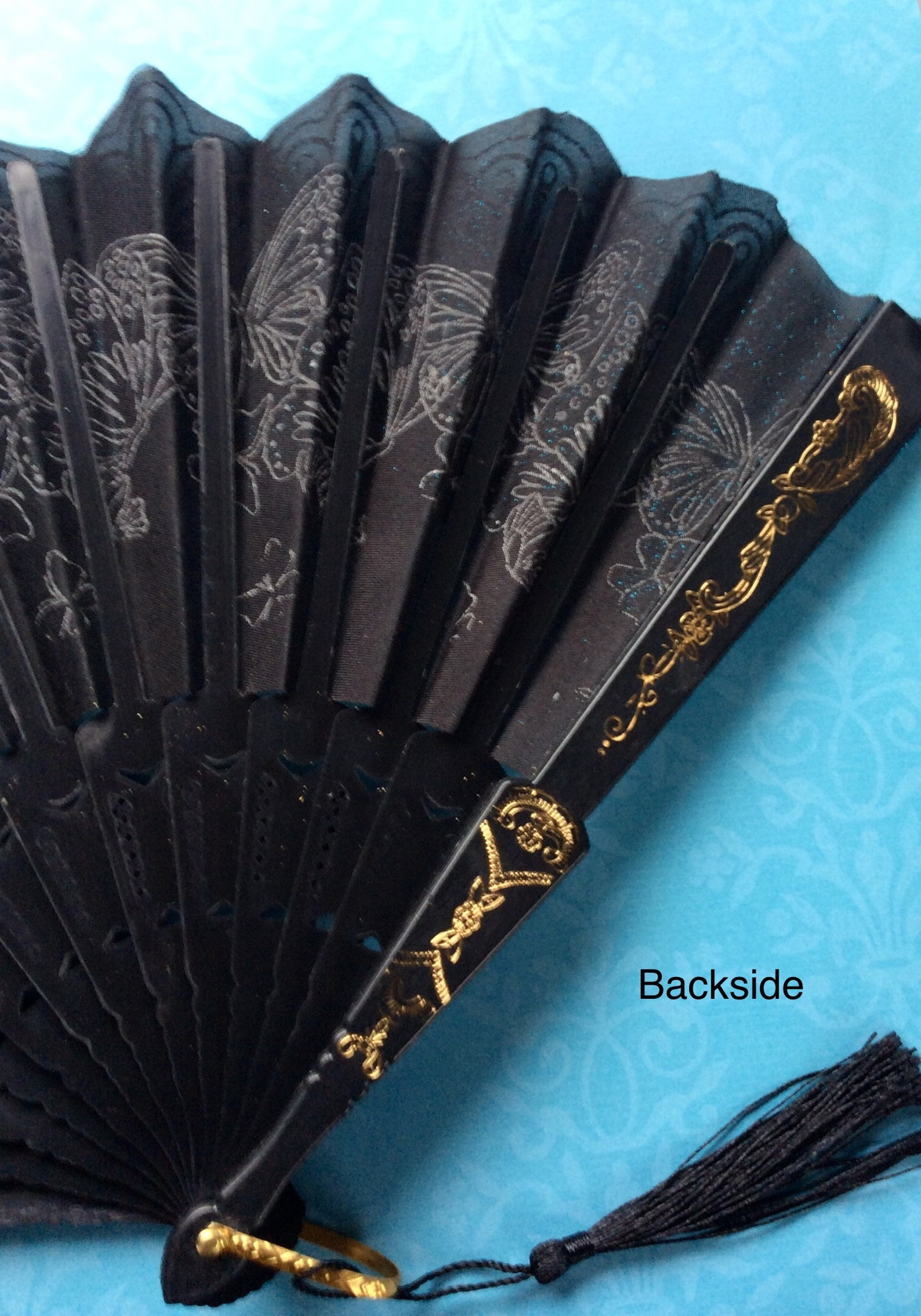 Butterflies Black & Blue Hand Held Fan Butterfly Lover - Etsy