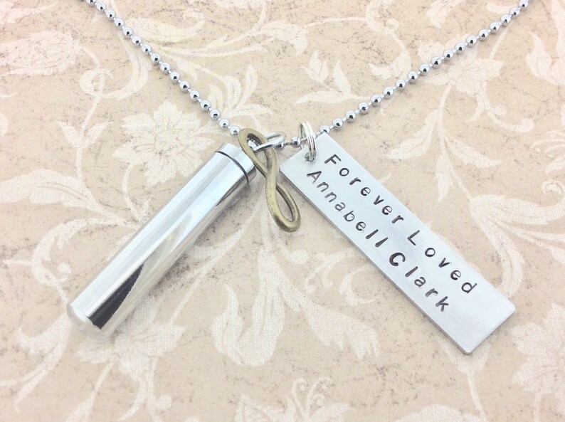 Long URN Pendant With Infinity Symbol Personalized Name | Etsy