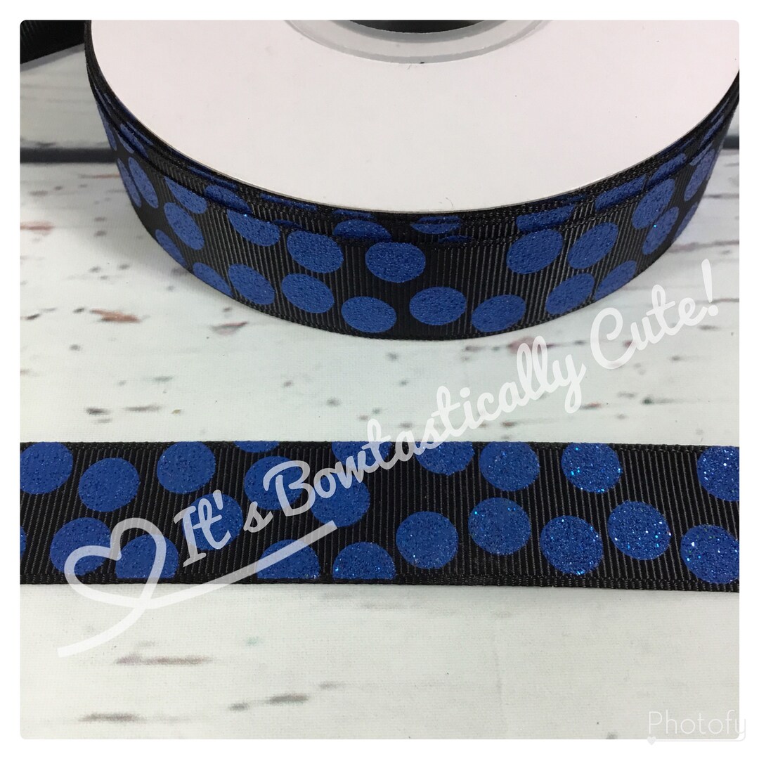 7/8 Grosgrain the Original Silly Dots Big Dots Blue Glitter on 2 Colors ...