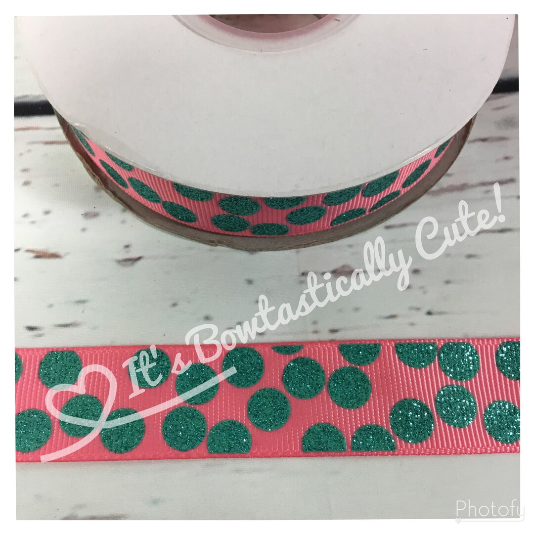 7/8 Grosgrain the Original Silly Dots Big Dots Tropic Glitter on 5 ...