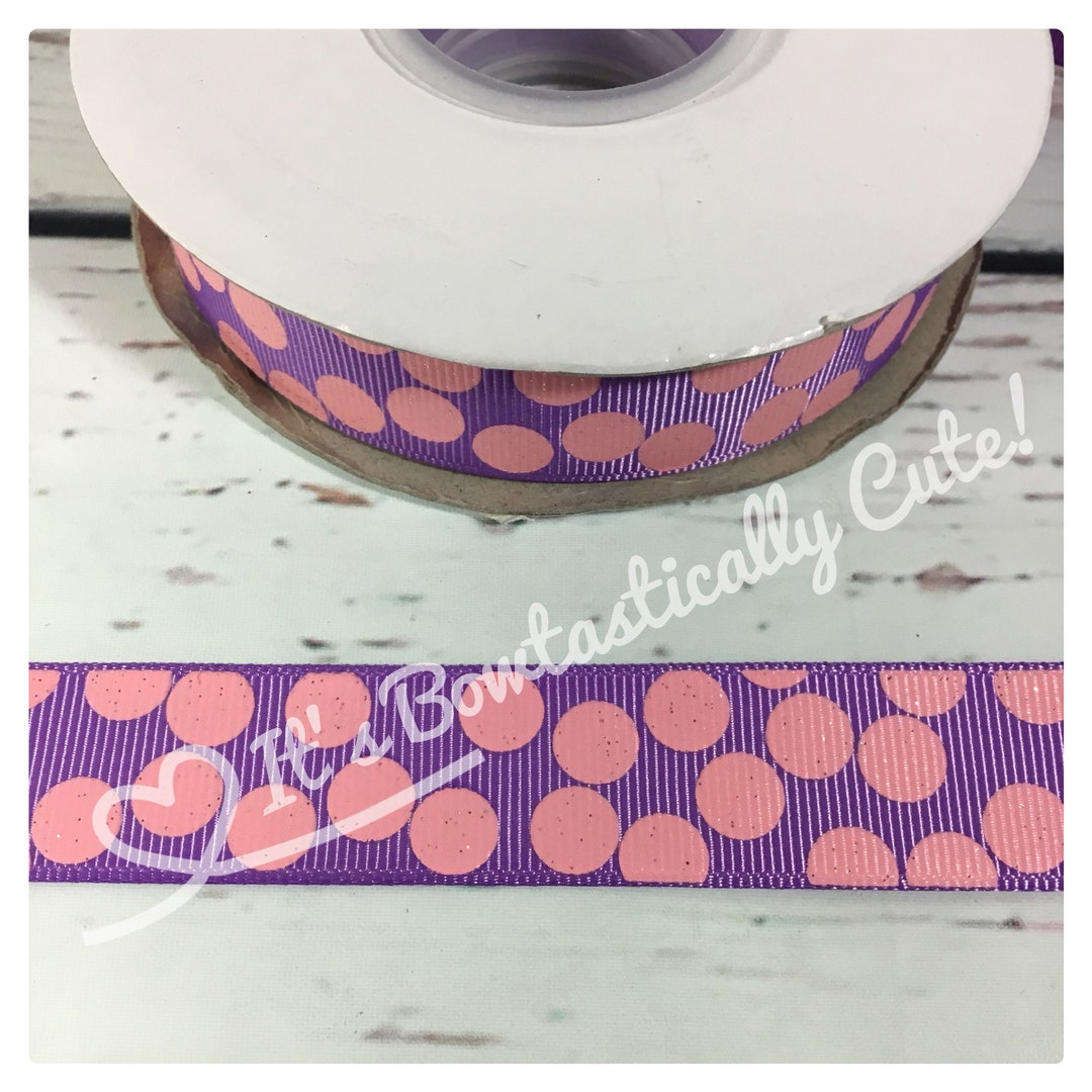 7/8 Grosgrain The Original Silly Dots Big Dots Lt. Glitter Paris Pink ...