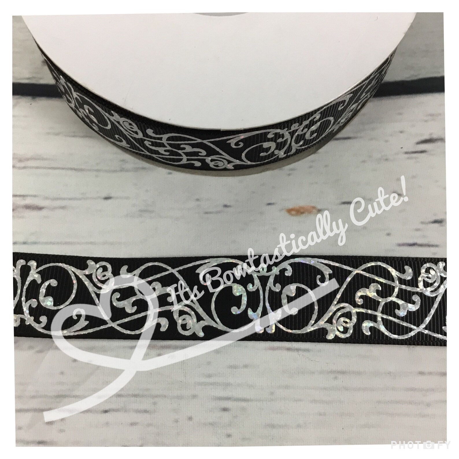 7/8 Grosgrain Silver Holographic Foil Wire Damask on 6 - Etsy