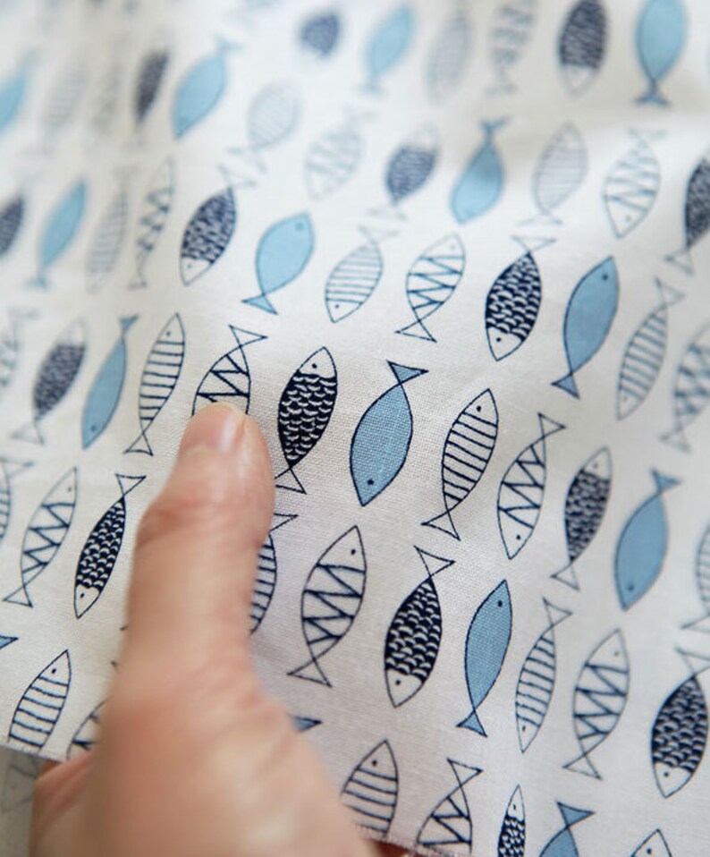 Cute Fish Pattern Blue Color Cotton Fabric - Etsy