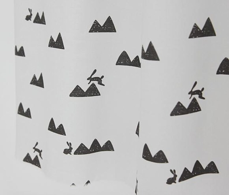 Mountain and Rabbits Cotton Fabric Gray 82864 by Yard | Etsy