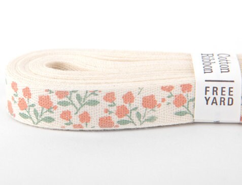 Natural Cotton Ribbon 5 Yards rose Garden - Etsy