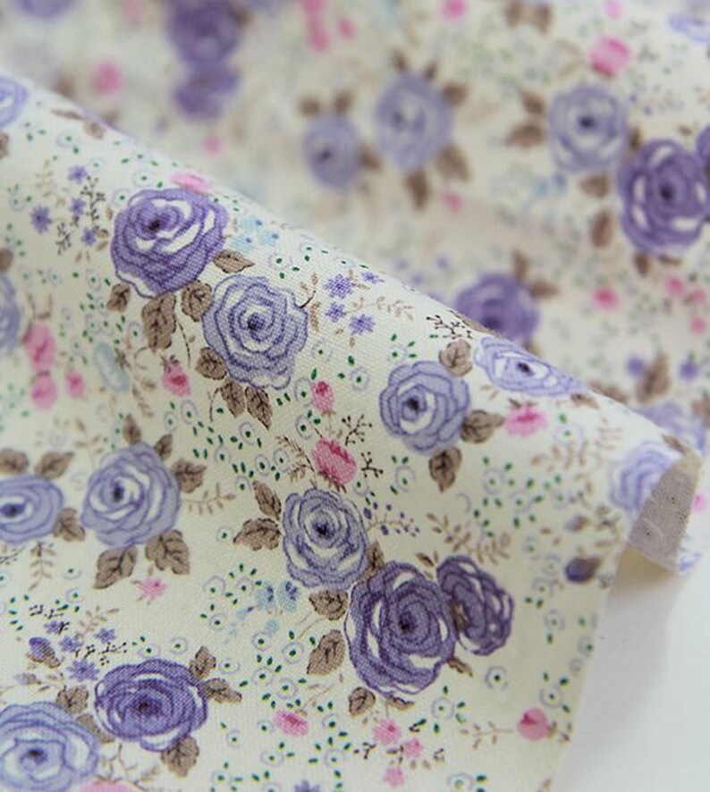 Little Roses Pattern Cotton Fabric by Yard Purple AE32 | Etsy