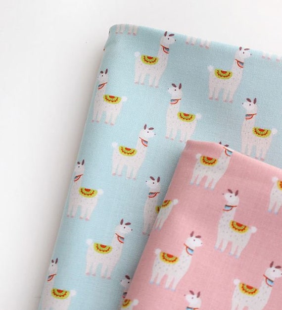 Llama Pattern Cotton Fabric by Yard 2 Colors Selection | Etsy