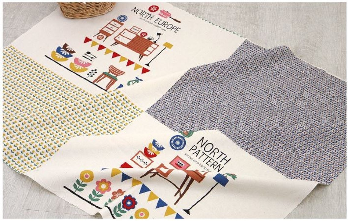 Scandinavian Nordic Swedish Vintage Fabric Cotton 100% Panel | Etsy