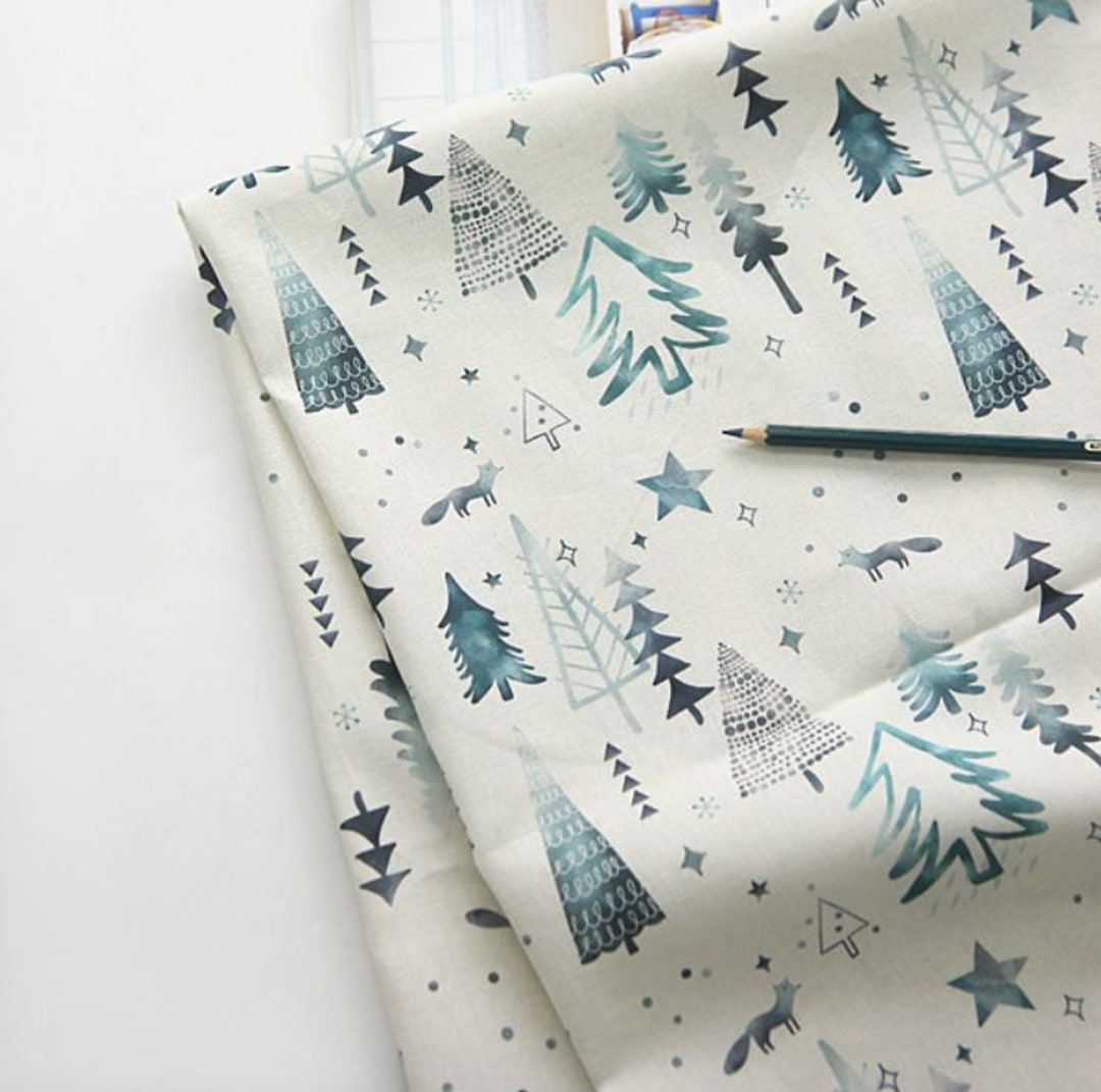 Winter Tree Linen Blended Digital Printing Fabric by Yard - Etsy