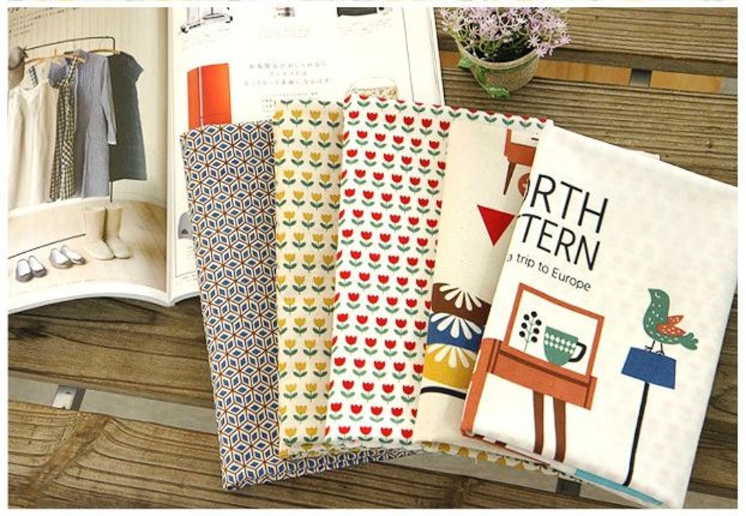 Scandinavian Nordic Swedish Vintage Fabric Cotton 100% Panel, 4 Design ...