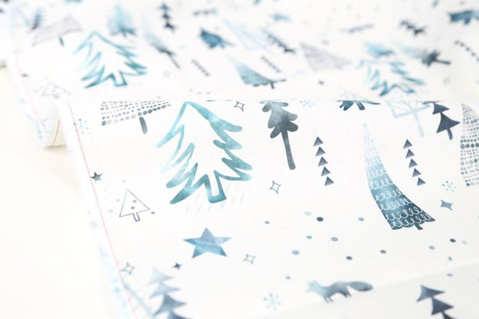 Winter Tree Linen Blended Digital Printing Fabric by Yard | Etsy