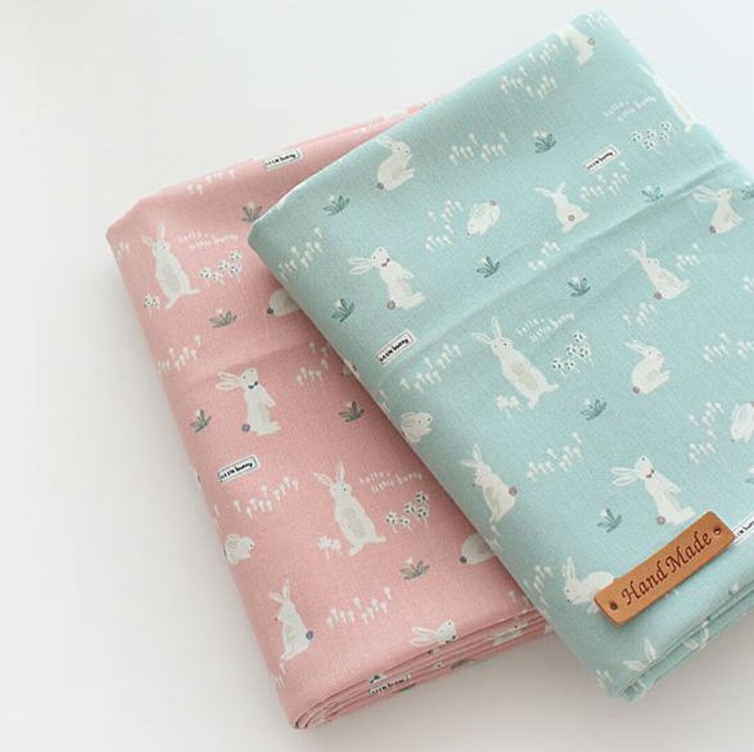 Sweet Rabbit Pattern Cotton Fabric by Yard - 2 Colors Selection - Etsy