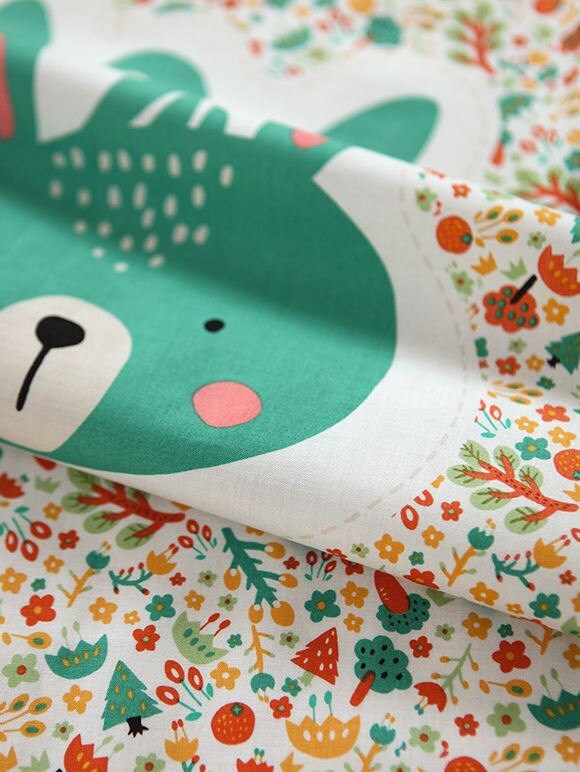 Cute Animal Face Pattern Cotton Panel Fabric by Yard | Etsy