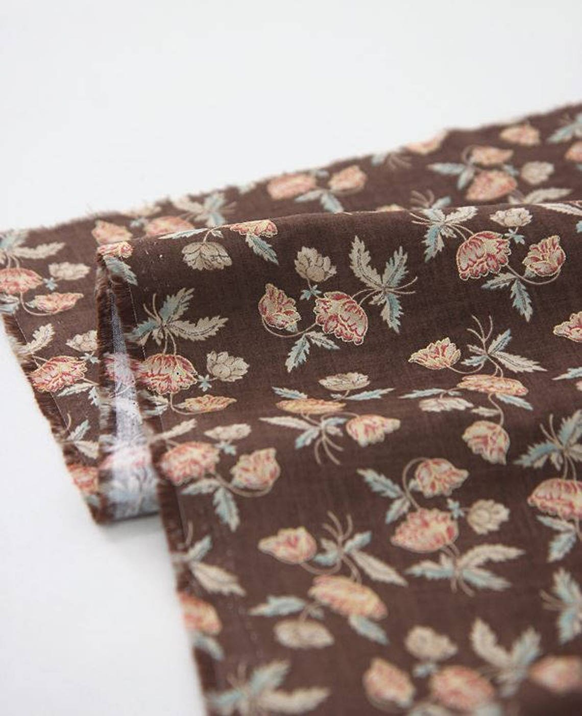 Antique Flower Pattern Cotton Fabric 3 Colors Selection | Etsy