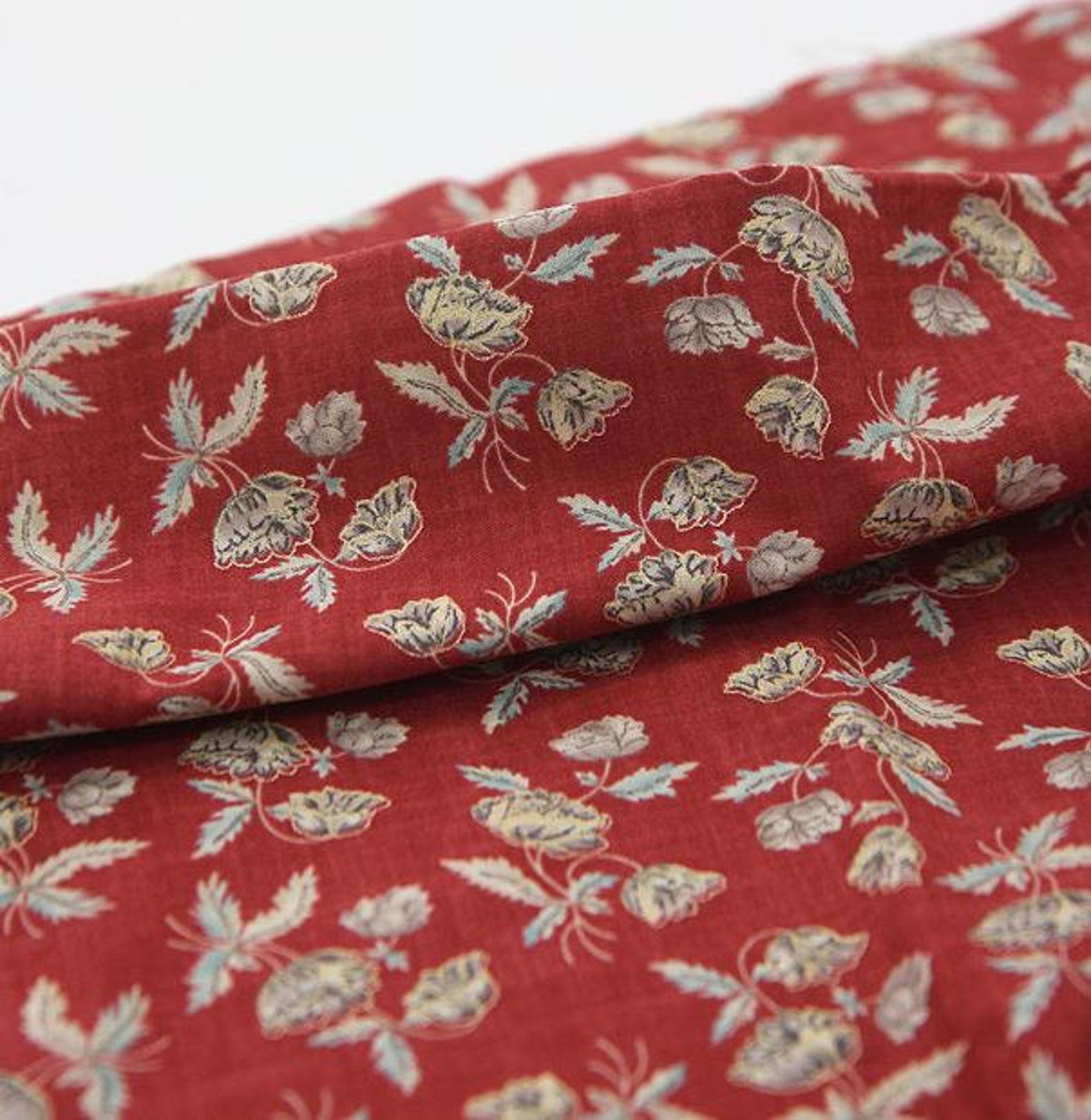 Antique Flower Pattern Cotton Fabric 3 Colors Selection | Etsy