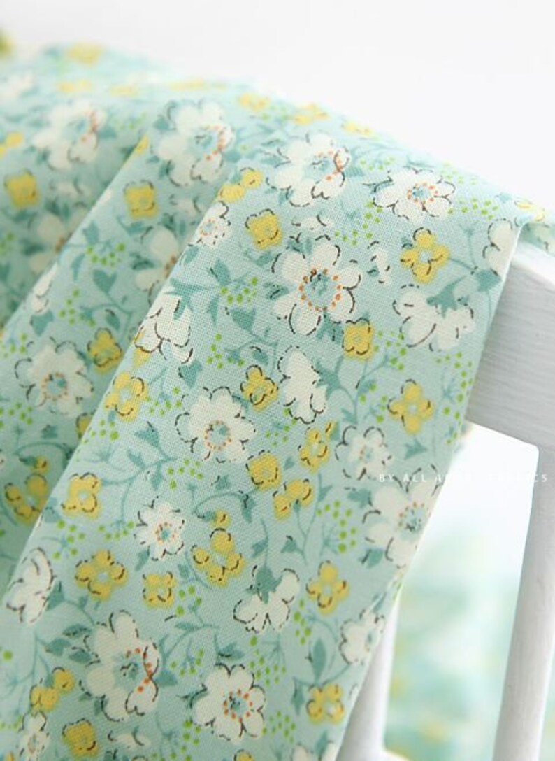 Little Flower Pattern Cotton Fabric by Yard S63107 Mint | Etsy