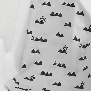 Mountain and Rabbits Cotton Fabric Gray 82864 by Yard - Etsy