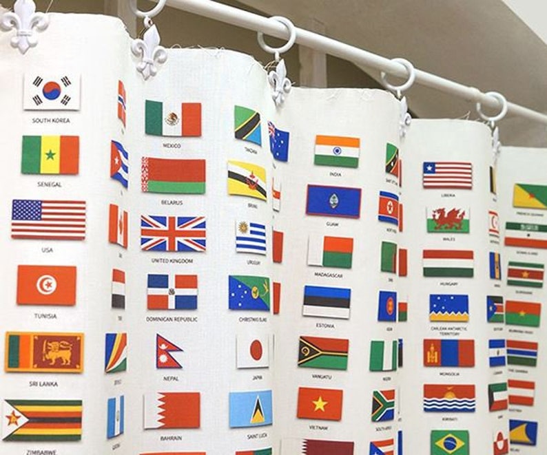 World Flags Pattern Digital Printing Cotton Fabric by Yard | Etsy