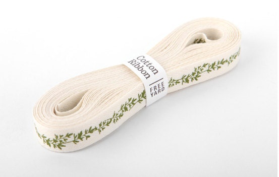 Natural Cotton Ribbon 5 Yards leaf Line - Etsy