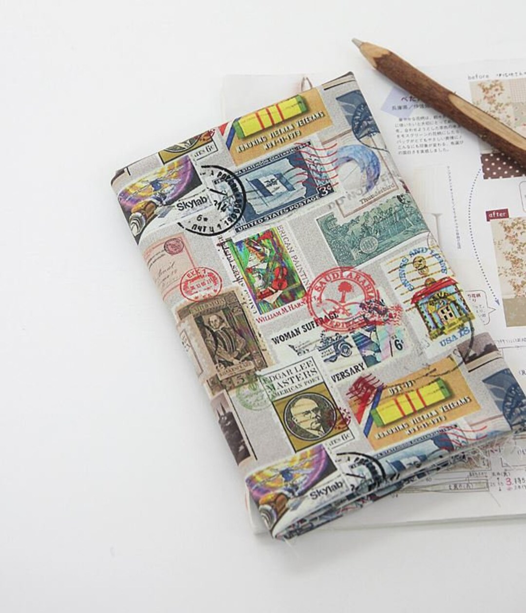 Vintage Style Stamp Pattern Digital Printing Cotton Fabric by Yard ...