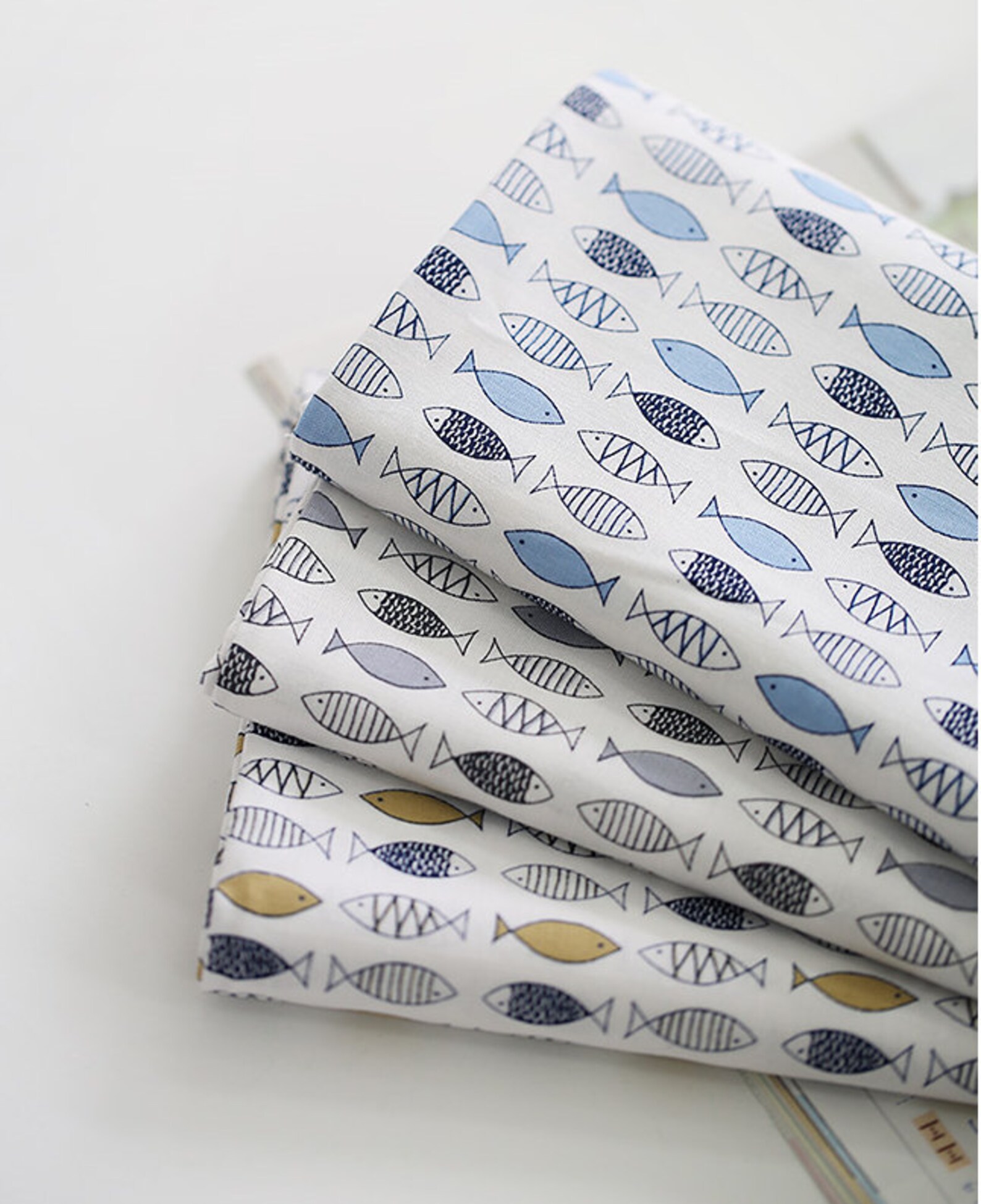 Cute Fish Pattern Blue Color Cotton Fabric - Etsy