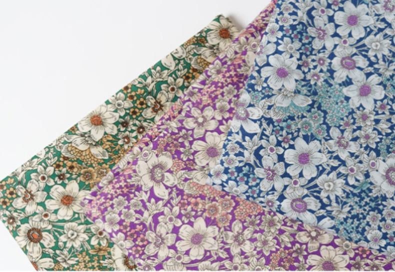 3 Colors Selection S52892 Blooming Floral Pattern Cotton Fabric by The ...