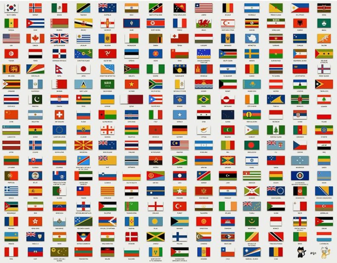 World Flags Pattern Digital Printing Cotton Fabric by Yard - Etsy
