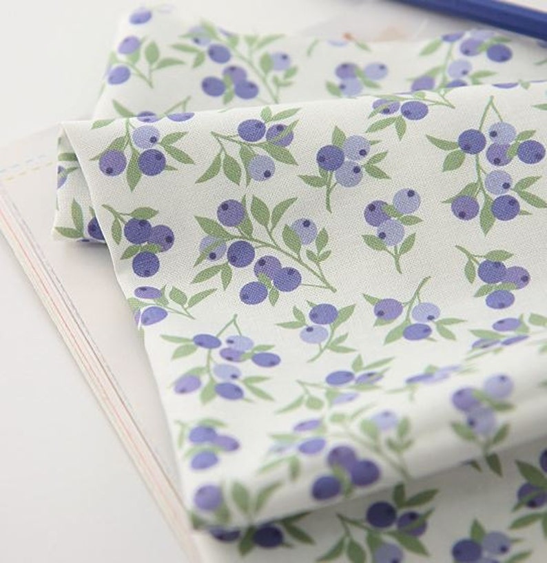 Blueberries Pattern Digital Printing Cotton Fabric by Yard - Etsy
