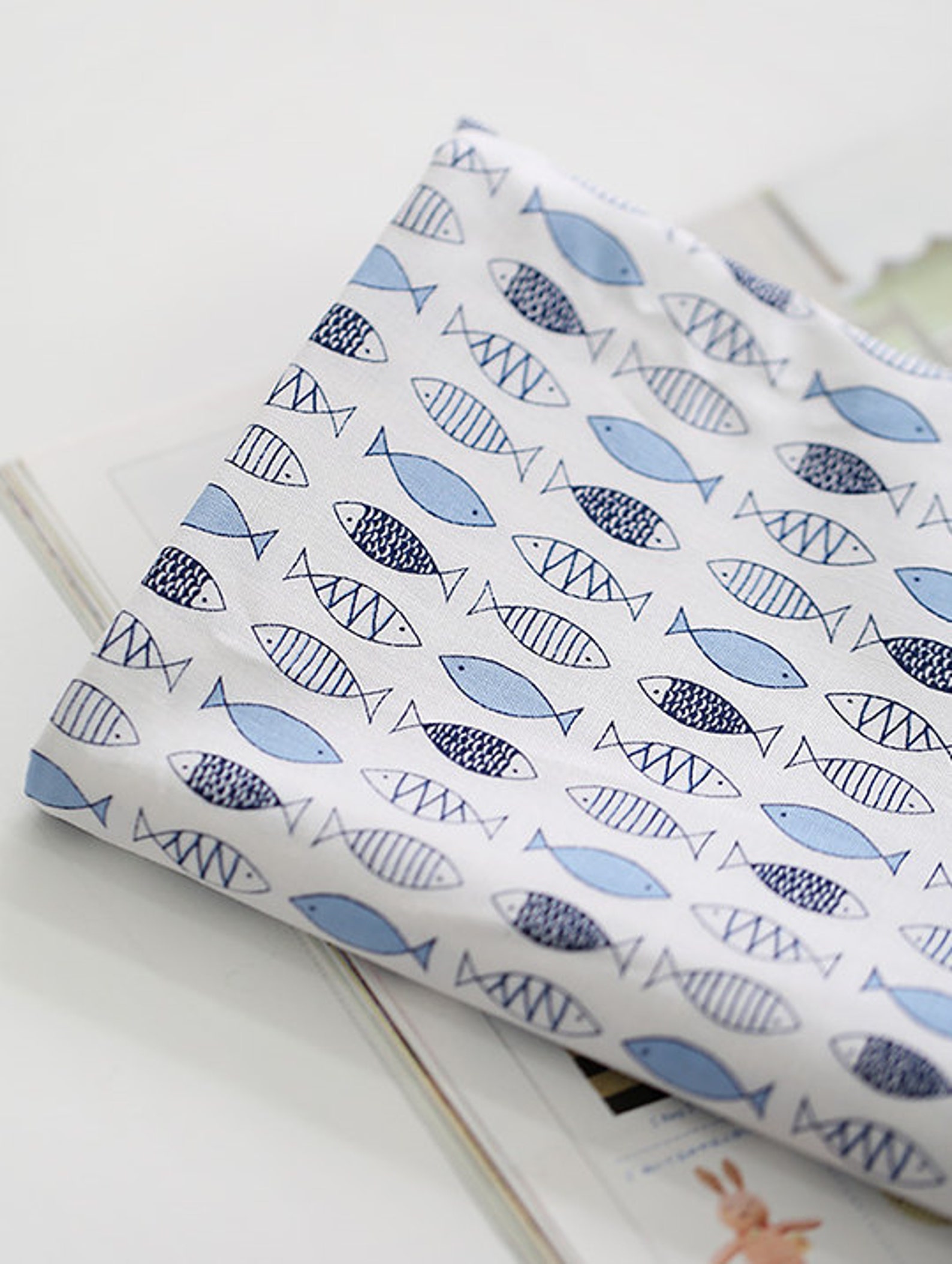 Cute Fish Pattern Blue Color Cotton Fabric - Etsy