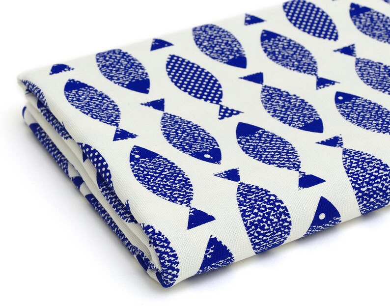 Scandinavian Style Blue Herring Pattern 20s Cotton Oxford | Etsy