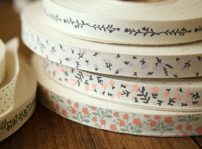Natural Cotton Ribbon 5 Yards rose Garden - Etsy