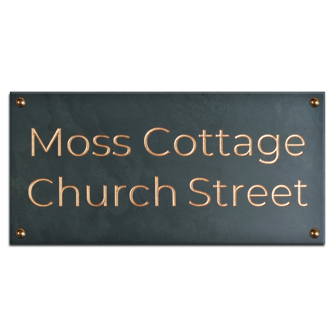 Green Slate House Sign, Address Plate, Handcrafted Engraved Plaque ...