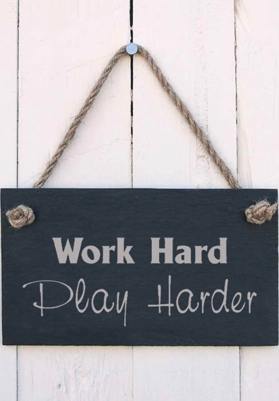 Hanging Sign - "work Hard. Play Harder" Handmade Gift - Etsy