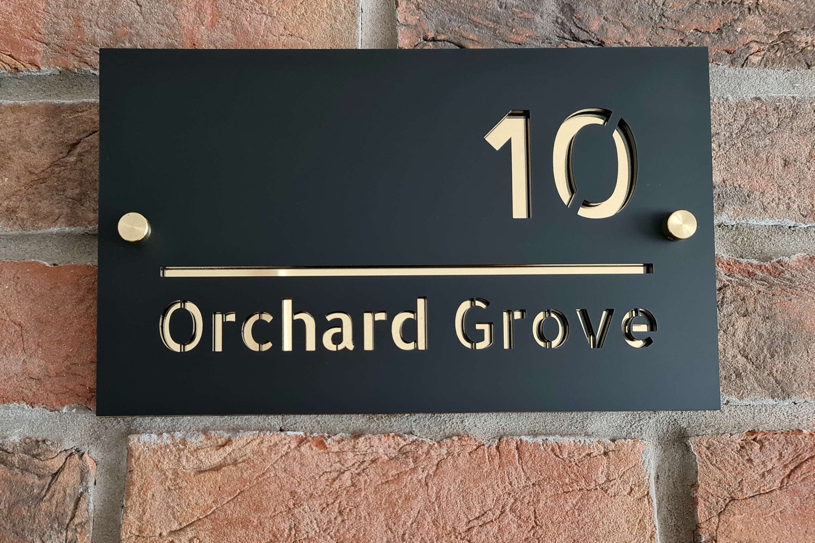 Matte Black Acrylic House Sign With Gold Mirror Base Layer - Etsy