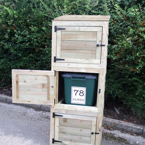 Recycle Box Storage With Doors, Bin and Recycling Store for 3 Bins With ...