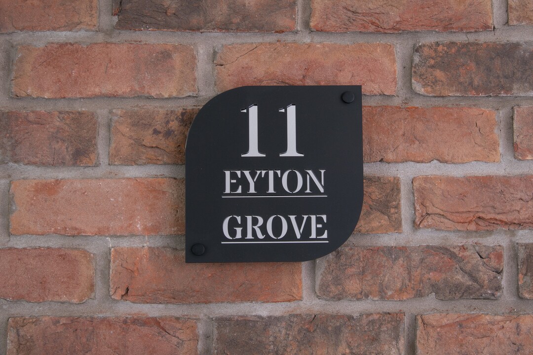 Acrylic Matt Black House Sign, With Mirror Effect Backing 20cm X 20cm ...