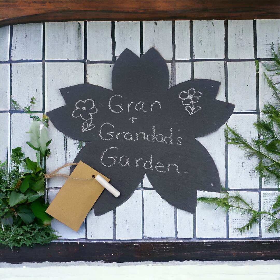 Flower Shaped Slate House Sign, Complete With Chalk - Etsy