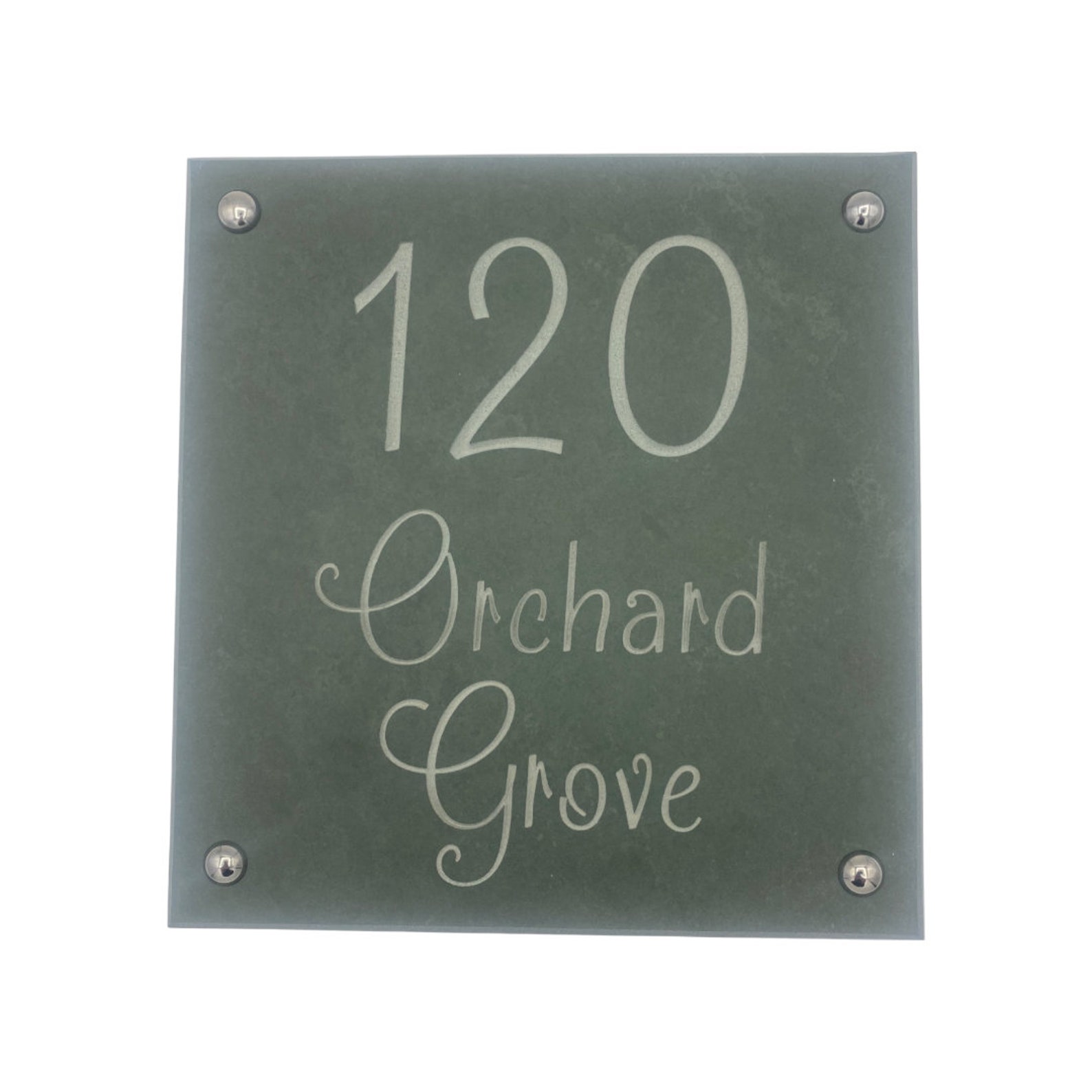 Green Slate Address Nameplate - 21cm X 22cm. - Etsy UK