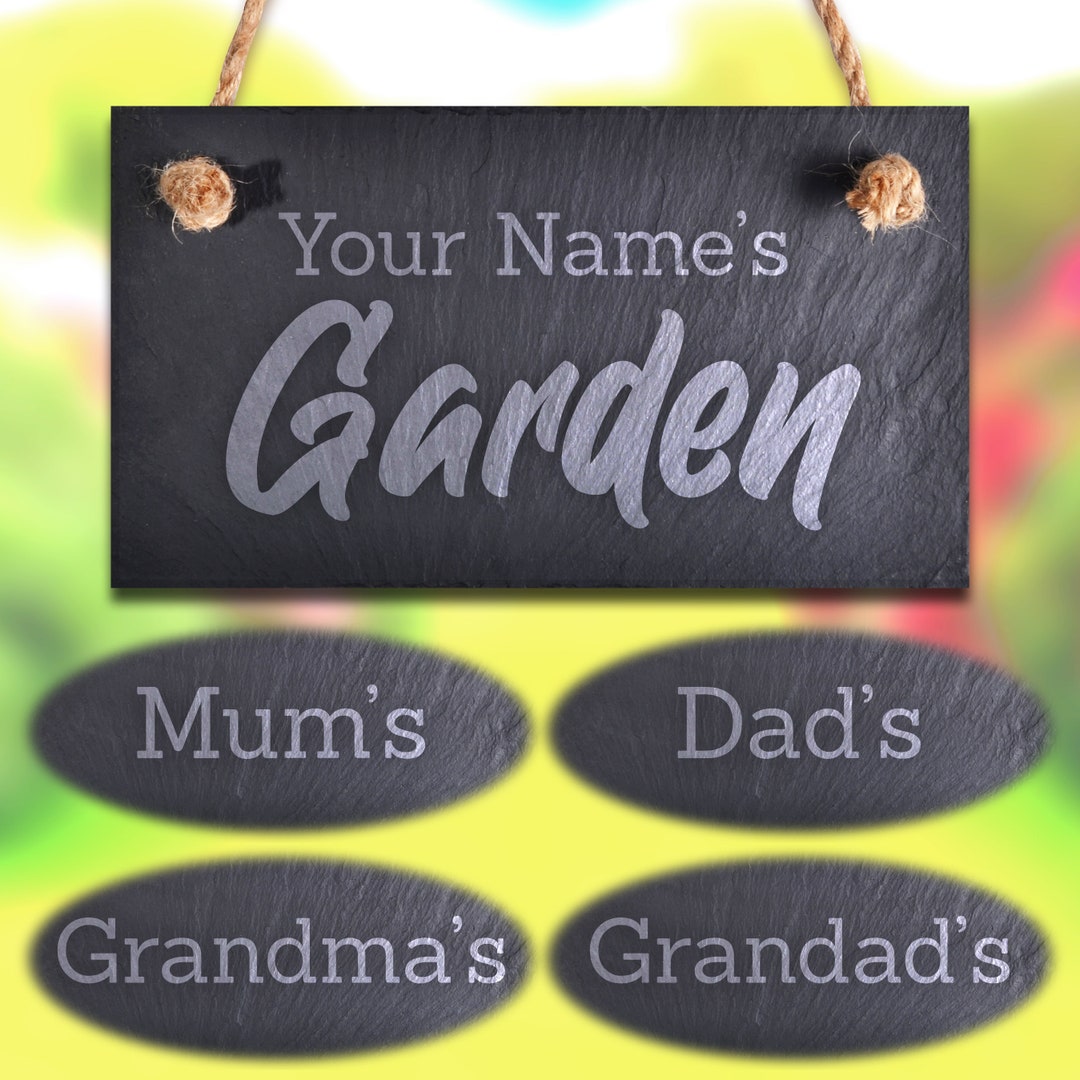 Personalised Slate Hanging Sign, Garden Gift, YOUR NAME, Mum Dad ...