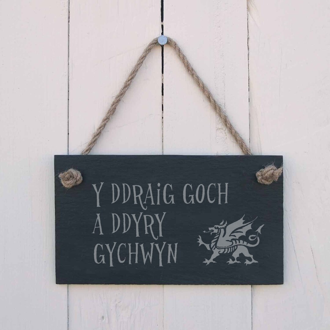 Welsh Slate Hanging Sign: Red Dragon Laser Etched Gift - Etsy UK