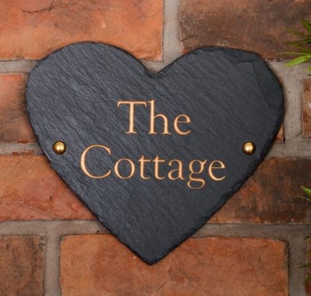 Heart Shaped House Sign - Handmade in Natural Grey Slate - Etsy
