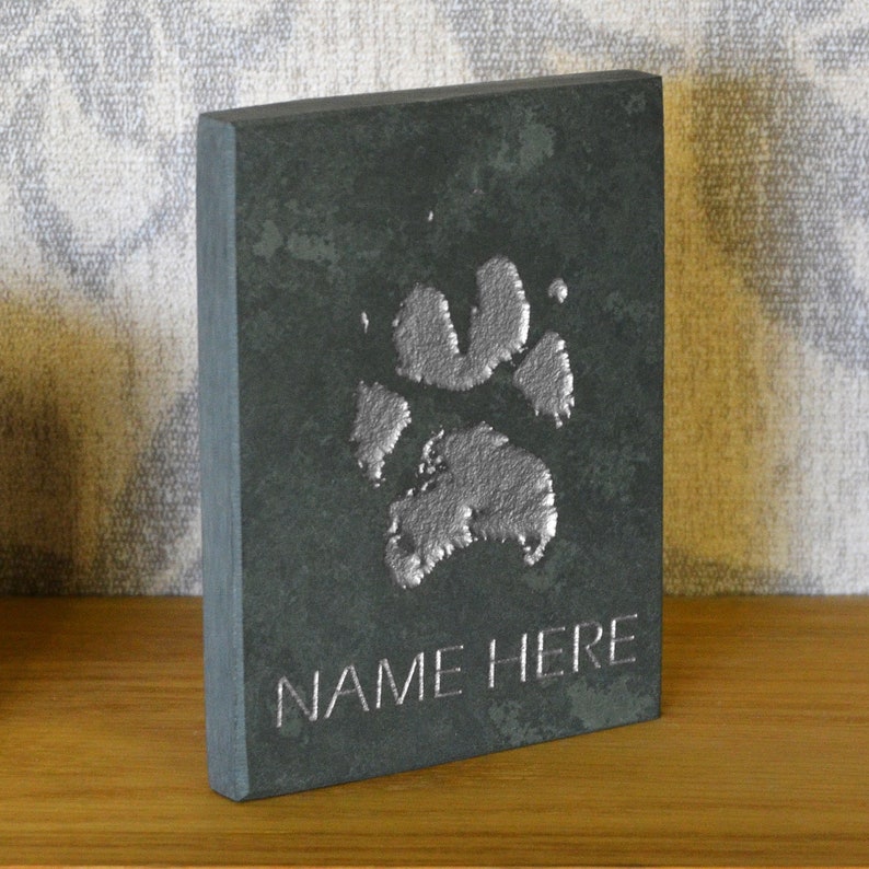 Personalised Original Paw Print, Free-standing Engraved Slate Pet ...
