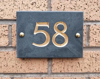 Oval Carved Slate House Number Sign - Etsy