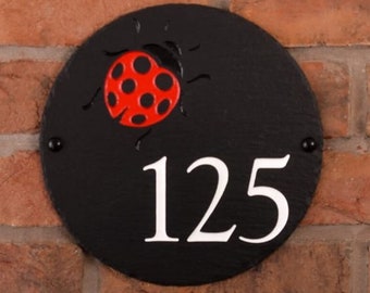 Round Rustic Slate House Number Personalised With Your Number | Etsy UK