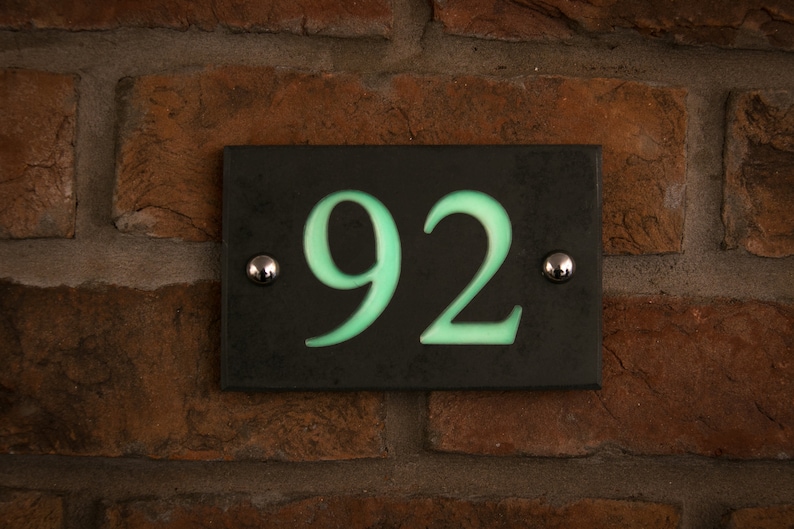Glow in Dark Slate House Number Powered by Natural Light With 2 Digit ...