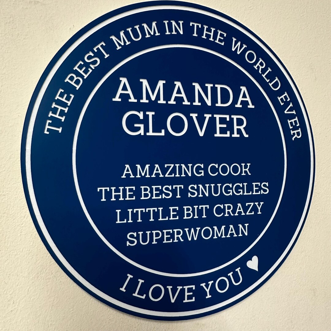 Personalised Blue Heritage Style Plaque, Acrylic, Laser Engraved 20cm ...