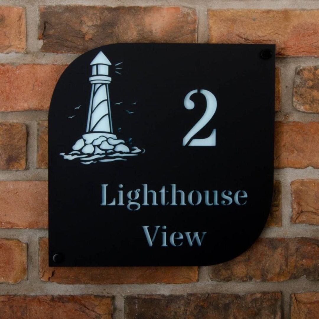 Lighthouse Motif Coastal Acrylic House Sign 30x30cm - Etsy