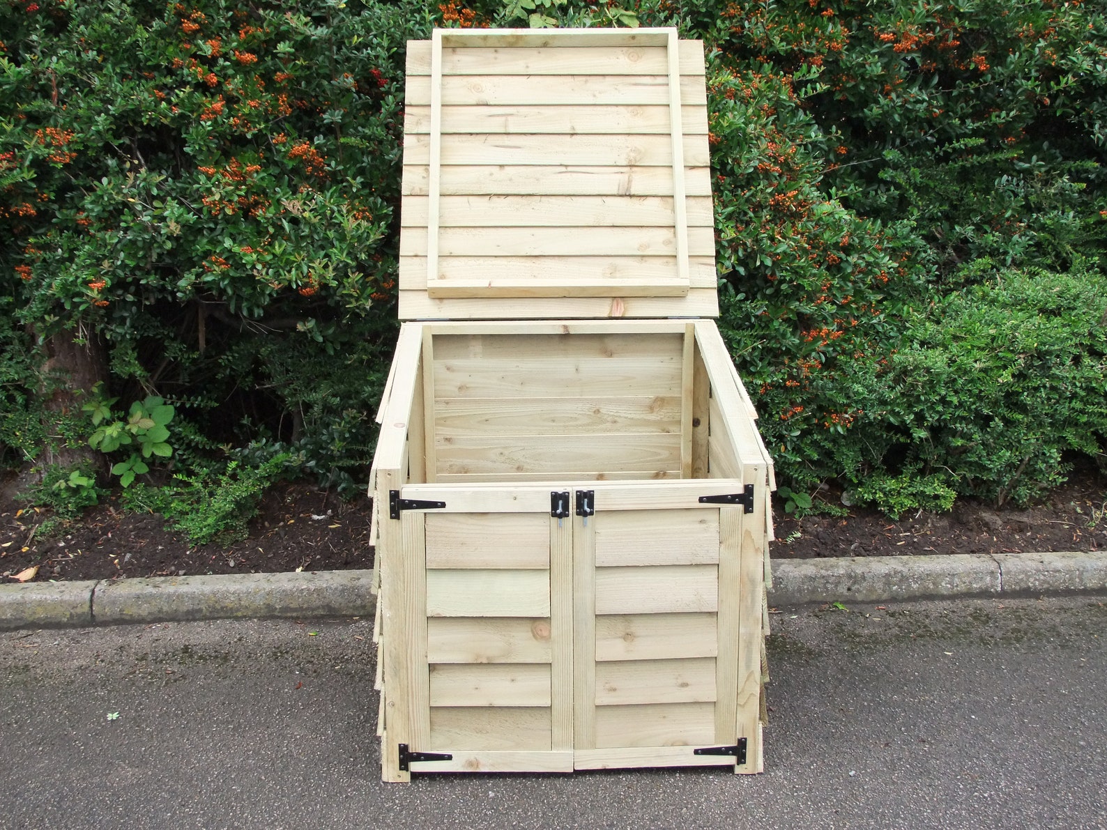 Large Wooden Log Store With Hinged Lid and Front Doors Easy - Etsy UK